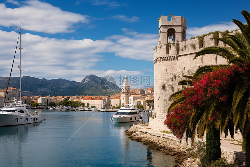 风景优美的欧洲海岸城堡建筑高清图片下载-正版图片600801183-摄图网