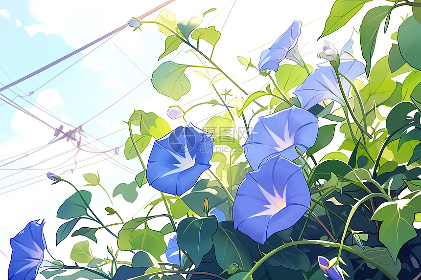 盛开的牵牛花插画图片下载-正版图片600804123-摄图网