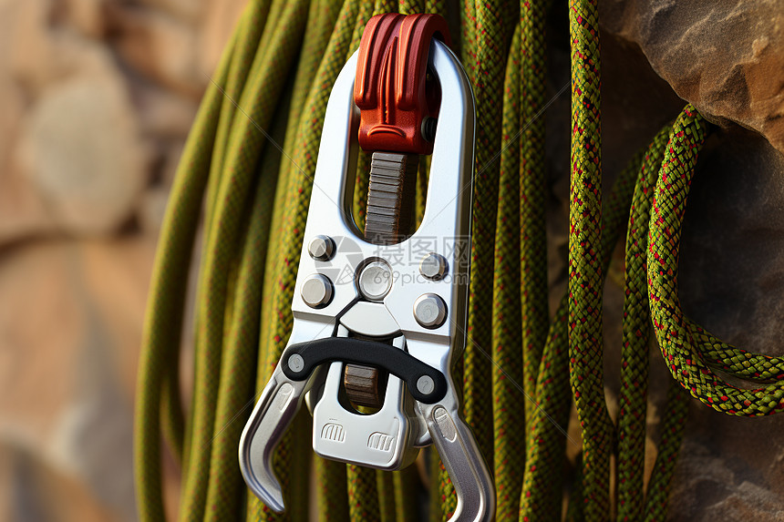 攀岩绳子上的挂钩高清图片下载-正版图片600811518-摄图网