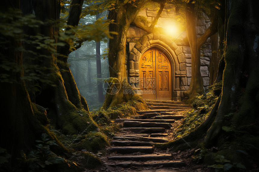 神秘之门插画图片下载-正版图片600816019-摄图网