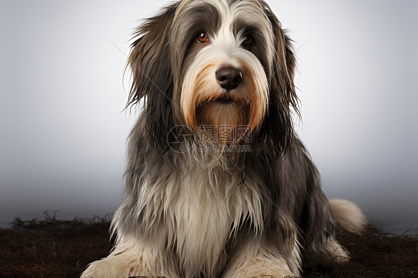 坐着的长毛狗高清图片下载-正版图片600828923-摄图网