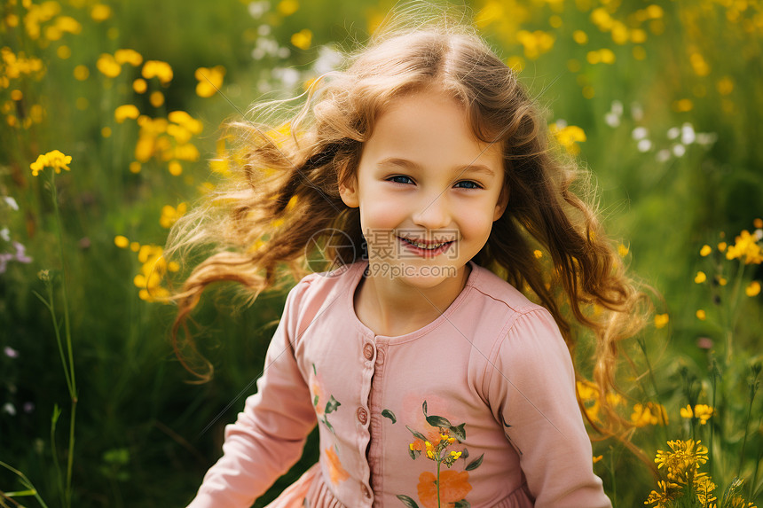 花海中的可爱女孩高清图片下载-正版图片600836175-摄图网