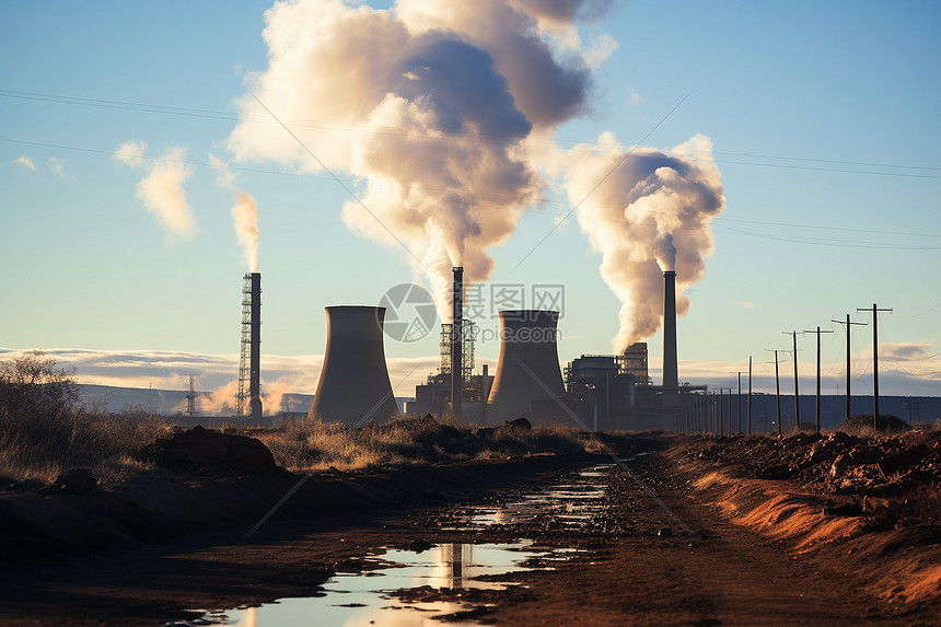 工厂排放烟囱高清图片下载-正版图片600837102-摄图网