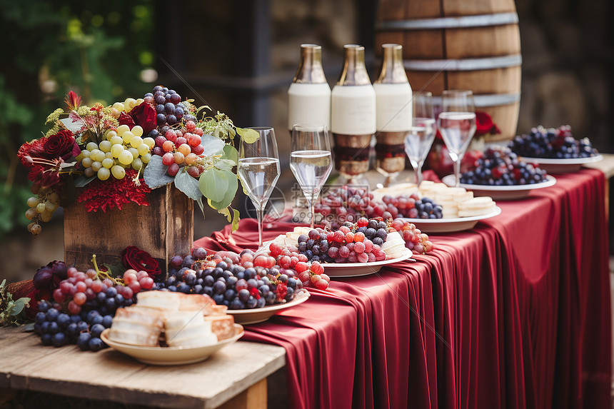 美食和美酒的宴会高清图片下载-正版图片600841893-摄图网
