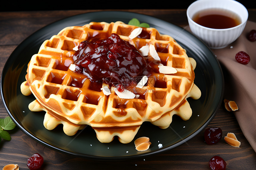甜蜜的华夫饼高清图片下载-正版图片600861354-摄图网
