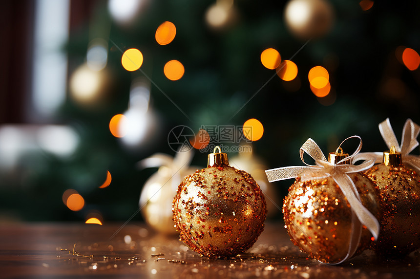 桌子上的圣诞球高清图片下载-正版图片600863717-摄图网
