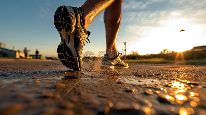 运动员在夕阳下奔跑高清图片下载-正版图片600888007-摄图网