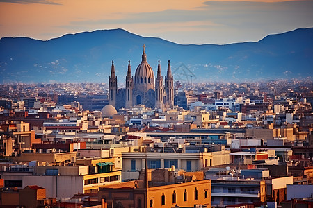 巍峨屹立的巴塞罗那城市景观高清图片下载-正版图片600909283-摄图网