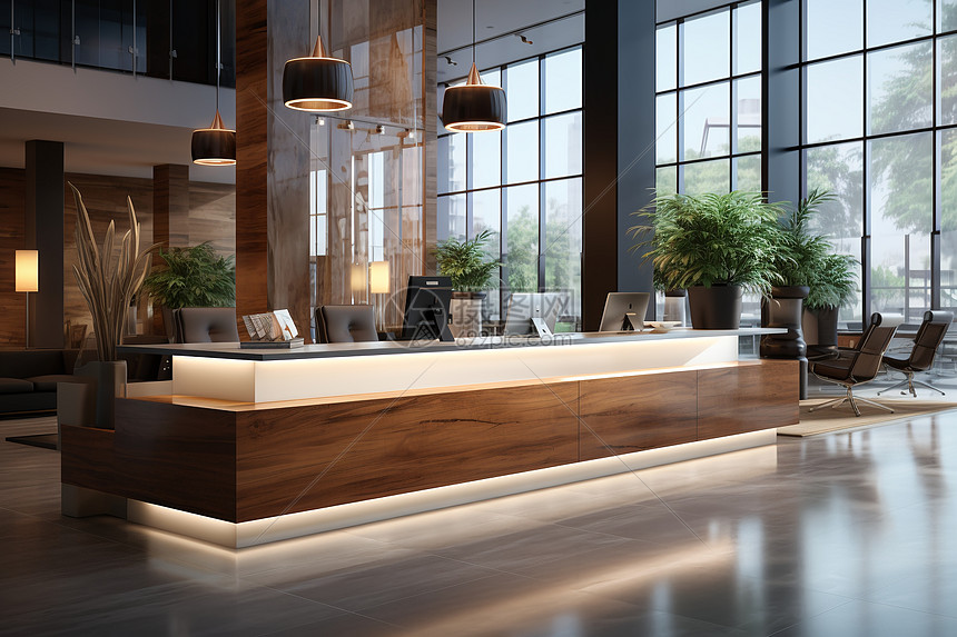 艺术感装潢的现代服务大厅图片素材-正版创意图片600916335-摄图网