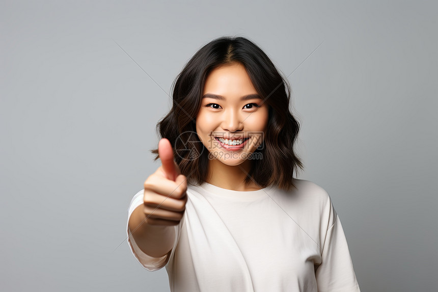 竖起大拇指的年轻女性高清图片下载 正版图片600920672 摄图网