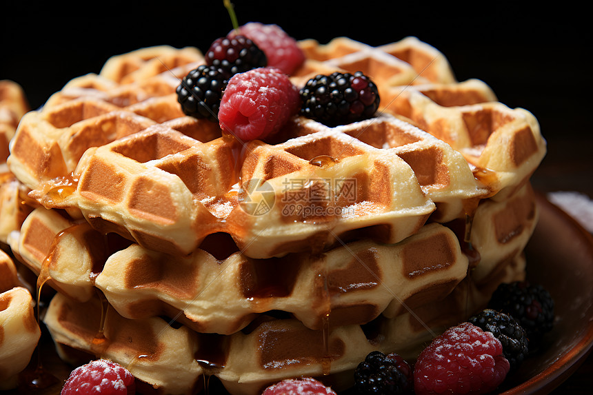 甜蜜诱惑的华夫饼高清图片下载-正版图片600922326-摄图网