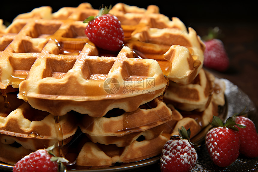 甜蜜的烤华夫饼高清图片下载-正版图片600922328-摄图网