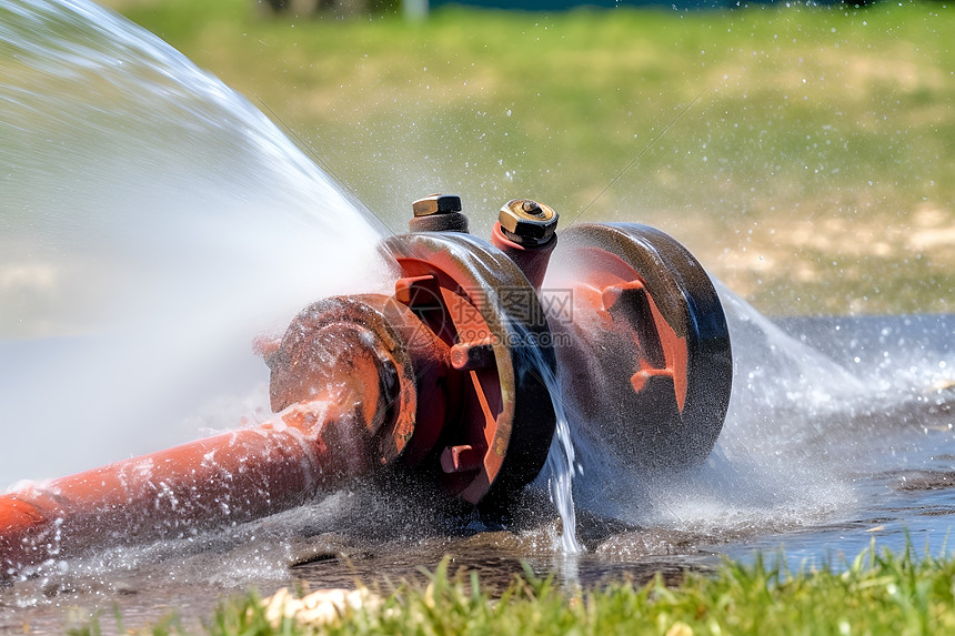 花园中破裂的自来水管道高清图片下载-正版图片600929141-摄图网