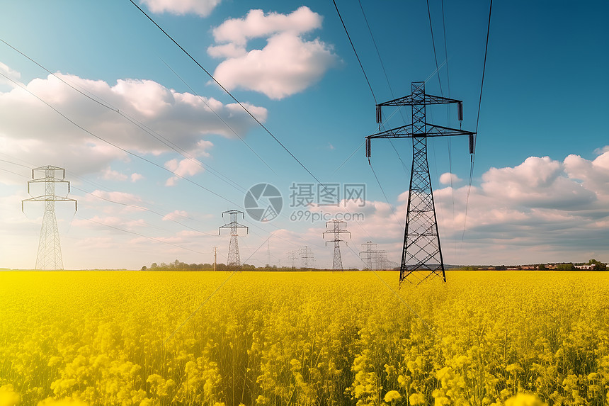 远处电压线高清图片下载-正版图片600935204-摄图网
