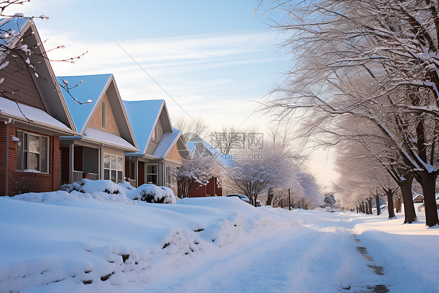冬日飘雪中的风景高清图片下载-正版图片600940290-摄图网