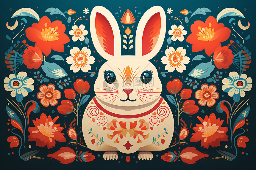 可爱的兔子插画插画图片下载-正版图片600942357-摄图网