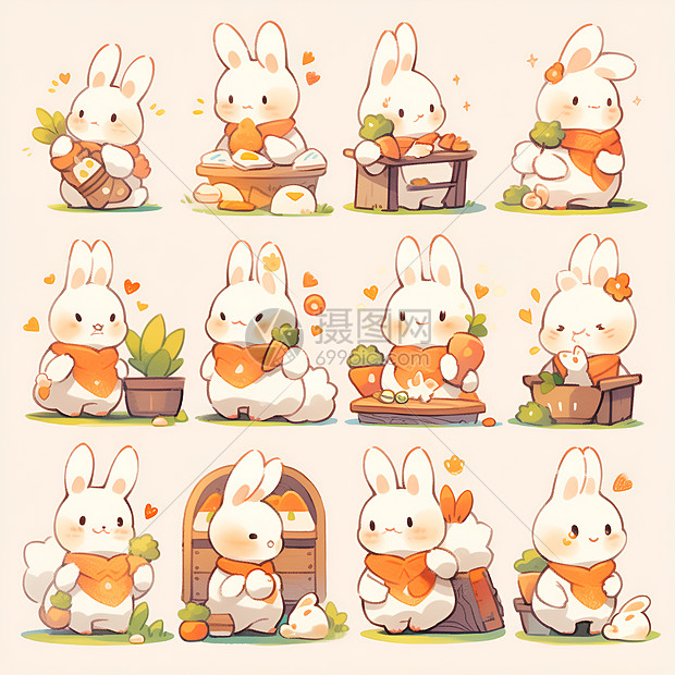 可爱的卡通小兔子插画图片下载-正版图片600942828-摄图网