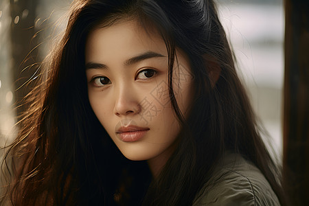 户外拥抱的长发女孩高清图片下载-正版图片600980682-摄图网