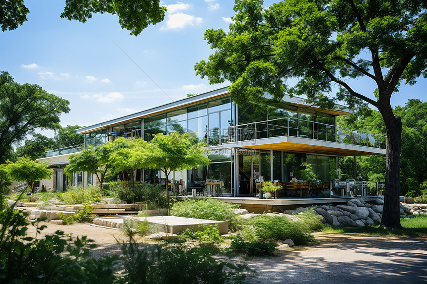 阳光照耀下的别墅高清图片下载-正版图片600992379-摄图网