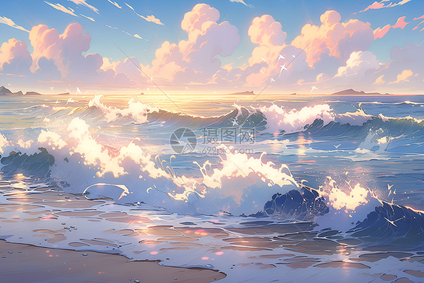美丽的海滩插画图片下载-正版图片601036667-摄图网