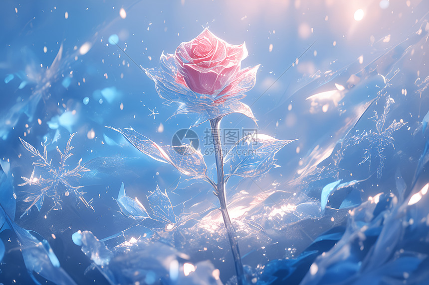 冰雪玫瑰之美插画图片下载-正版图片601046125-摄图网
