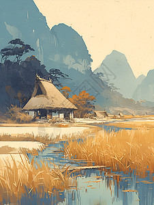 一栋草屋插画图片下载-正版图片601048253-摄图网