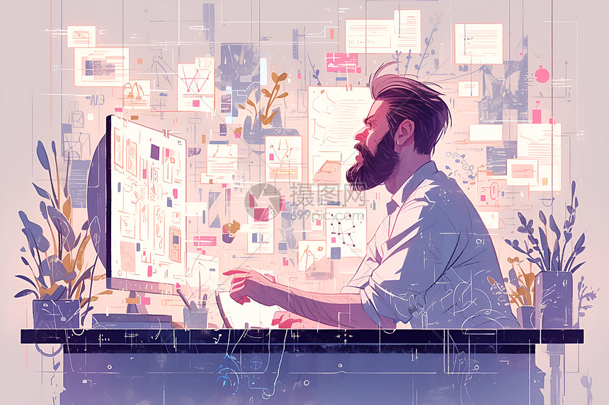创意平面设计师的艺术创作插画图片下载-正版图片601059955-摄图网