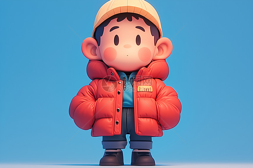 卡通男士穿着红色羽绒服插画图片下载-正版图片601063435-摄图网