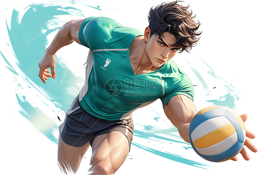 卡通男孩打排球插画图片下载-正版图片601076184-摄图网