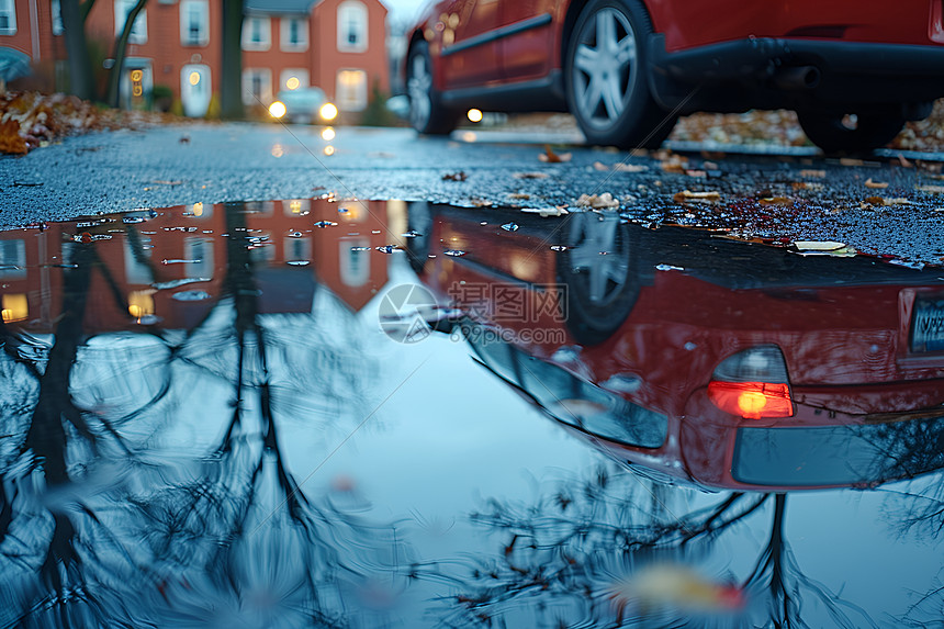 积水的城市街道高清图片下载-正版图片601082028-摄图网