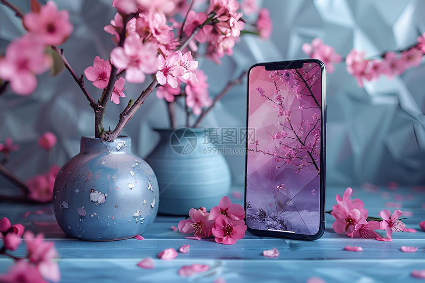 花朵手机壁纸插画图片下载-正版图片601082338-摄图网