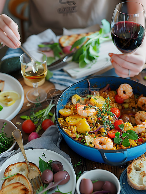 美食与美酒搭配高清图片下载-正版图片601083544-摄图网