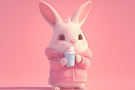 兔子在粉色背景中插画图片下载-正版图片601098625-摄图网