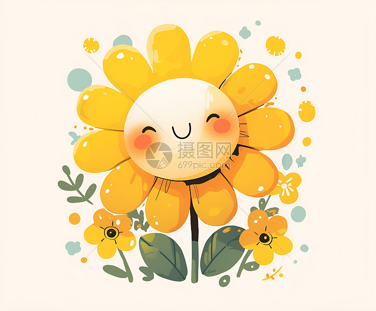 花儿微笑的卡通形象插画图片下载-正版图片601107814-摄图网