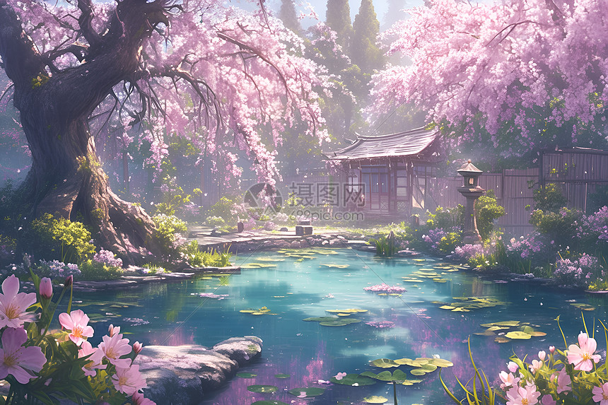 美丽桃树插画图片下载-正版图片601126962-摄图网