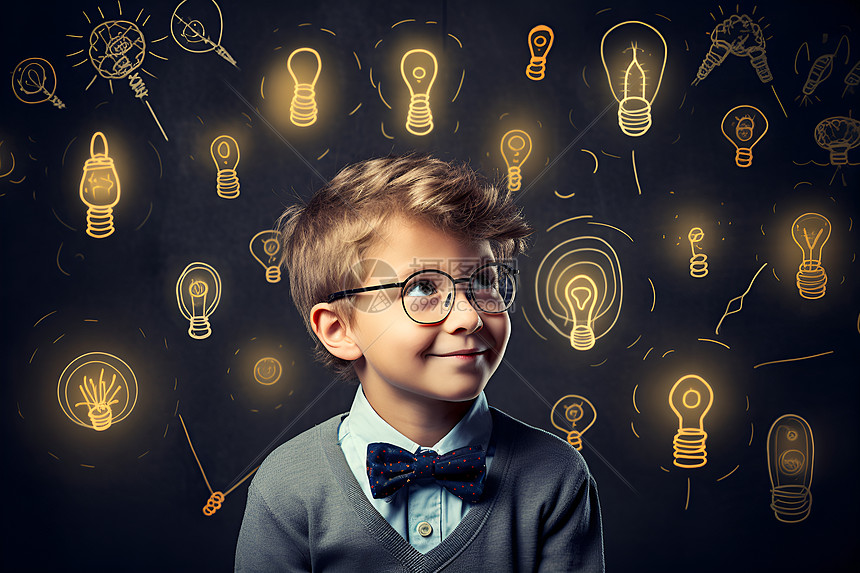 聪明的男孩图片素材-正版创意图片601167142-摄图网