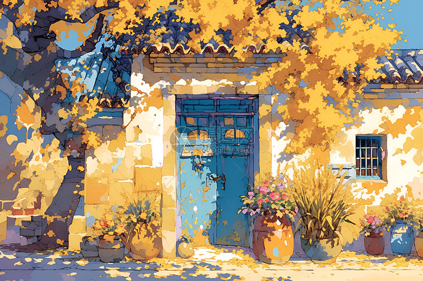 秋季乡村小屋插画图片下载-正版图片601172222-摄图网