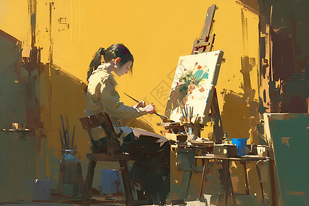 正在画画的艺术家插画图片下载-正版图片601180671-摄图网