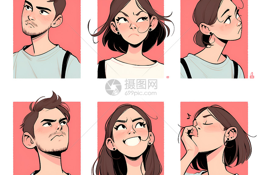 面部表情的生动插画插画图片下载-正版图片601236617-摄图网