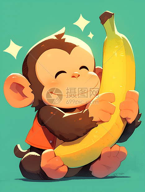 快乐的猴子与香蕉插画图片下载-正版图片601261667-摄图网