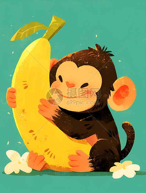 快乐的猴子拿着香蕉插画图片下载-正版图片601261669-摄图网