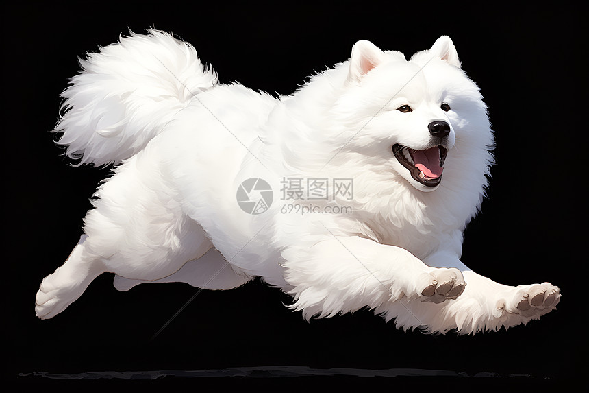 欢快奔跑的萨摩耶插画图片下载-正版图片601262020-摄图网