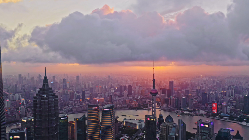 上海陆家嘴天际线红色晚霞航拍mov格式视频下载_正版视频编号169461-摄图网