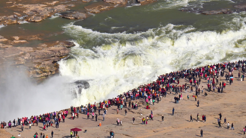 4K黄河壶口瀑布枯水期湍急的水流人流实拍视频mp4格式视频下载_正版视频编号4573133-摄图网