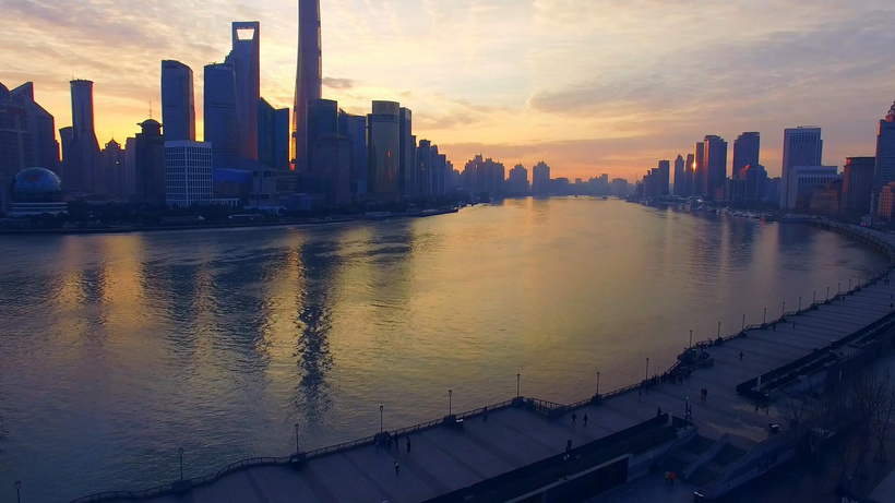 清晨金黄色日出下的上海陆家嘴黄浦江mov格式视频下载_正版视频编号77400-摄图网