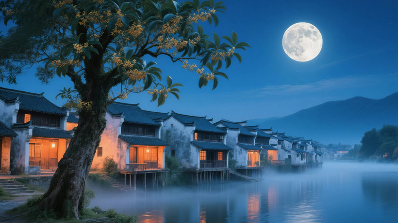 宁静夜晚湖畔小镇夜景mp4格式视频下载_正版视频编号4936937-摄图网