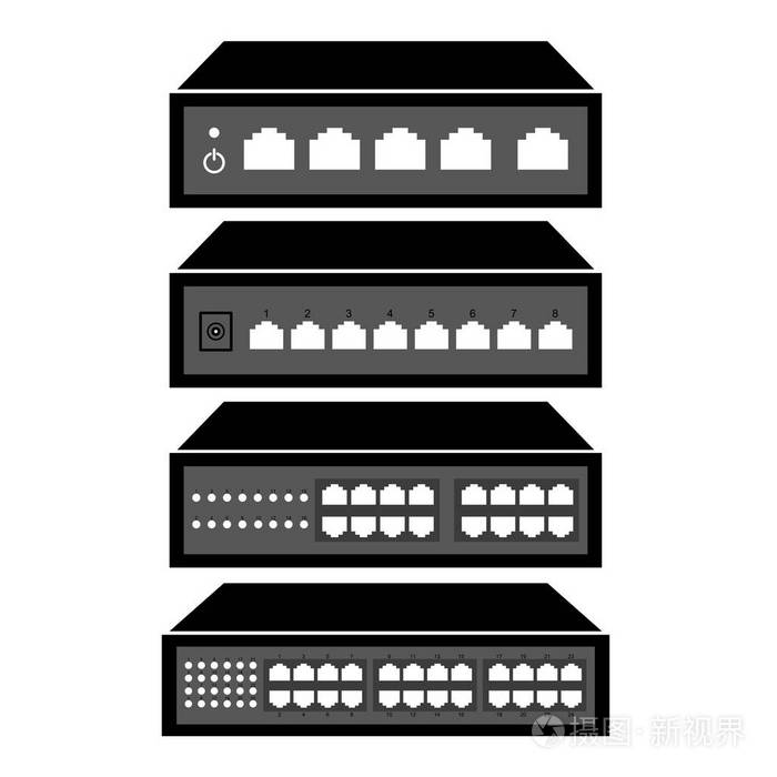 网络交换机或路由器图标集的向量插画-正版商用图片025sds-摄图新视界