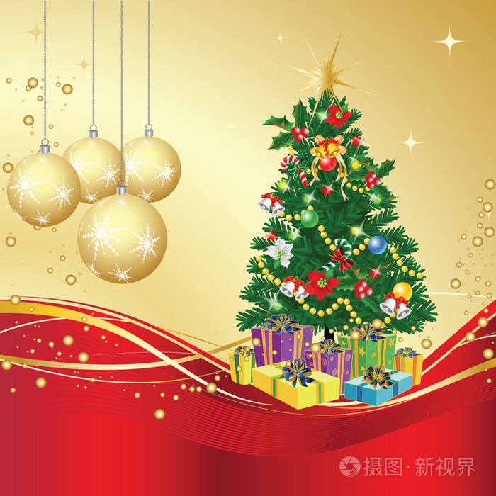 圣诞快乐新年快乐插画-正版商用图片0524ni-摄图新视界