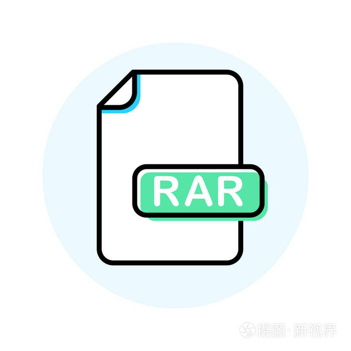 Rar 文件格式, 扩展色线图标插画-正版商用图片07g1c3-摄图新视界
