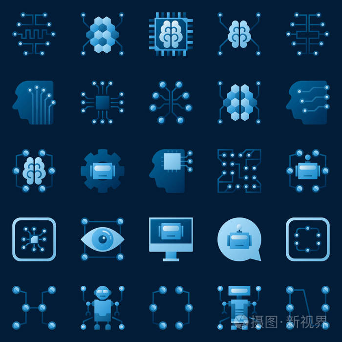 Ai 图标设置。矢量人工智能徽标元素插画-正版商用图片07puel-摄图新视界